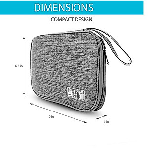 ToolBay Travel Essentials Cable Organizer Bag - Small Charging Cord Storage, Charger, Cables, Cord Storage and Accessory Bag, Grey, for Travel, Work and School (Grey)