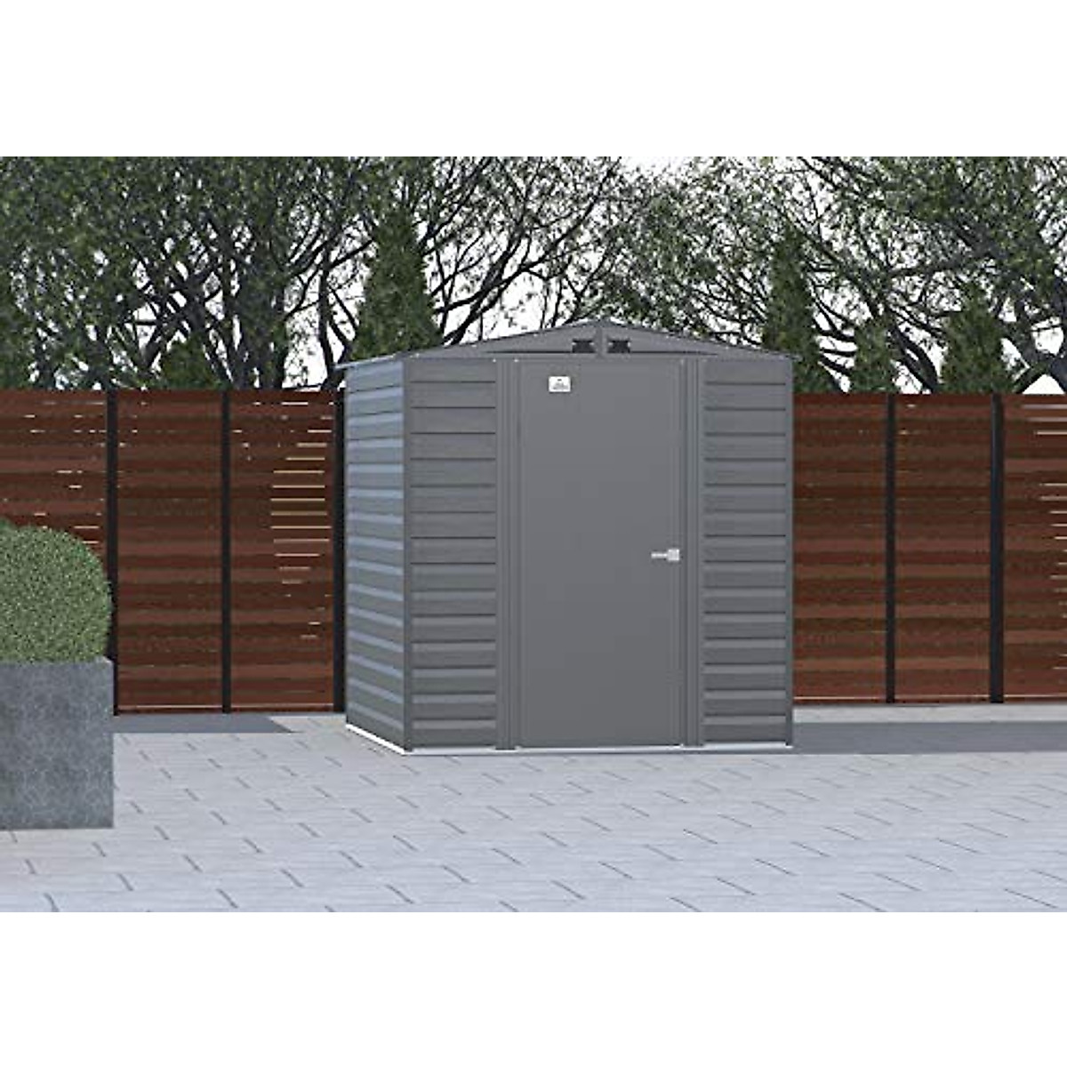 Arrow Select 6' x 7' Outdoor Lockable Steel Storage Shed Building, Charcoal