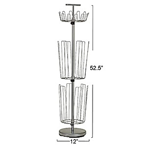Household Essentials 2132-1 Metal 3-Tier Revolving Shoe and Boot Rack - Silver