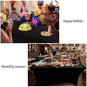 BDDC Stretch Spandex Table Cover, Fitted Table Clothes for 6 Foot Rectangle Tables, Black Table Cloths for Parties, Banquet and Festival (Black, 6FT)