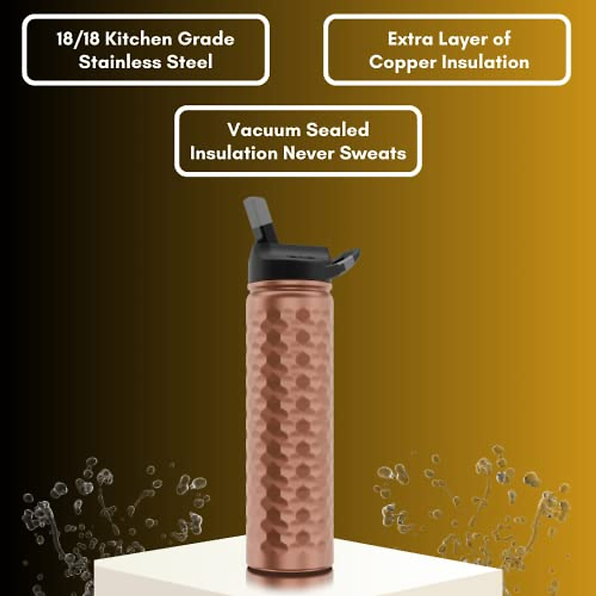 Seriously Ice Cold SIC 27oz Insulated Water Bottle Thermos, Premium Triple Layer Vacuum Stainless Steel, BPA Free Wide Mouth Lid with Carabiner Clip