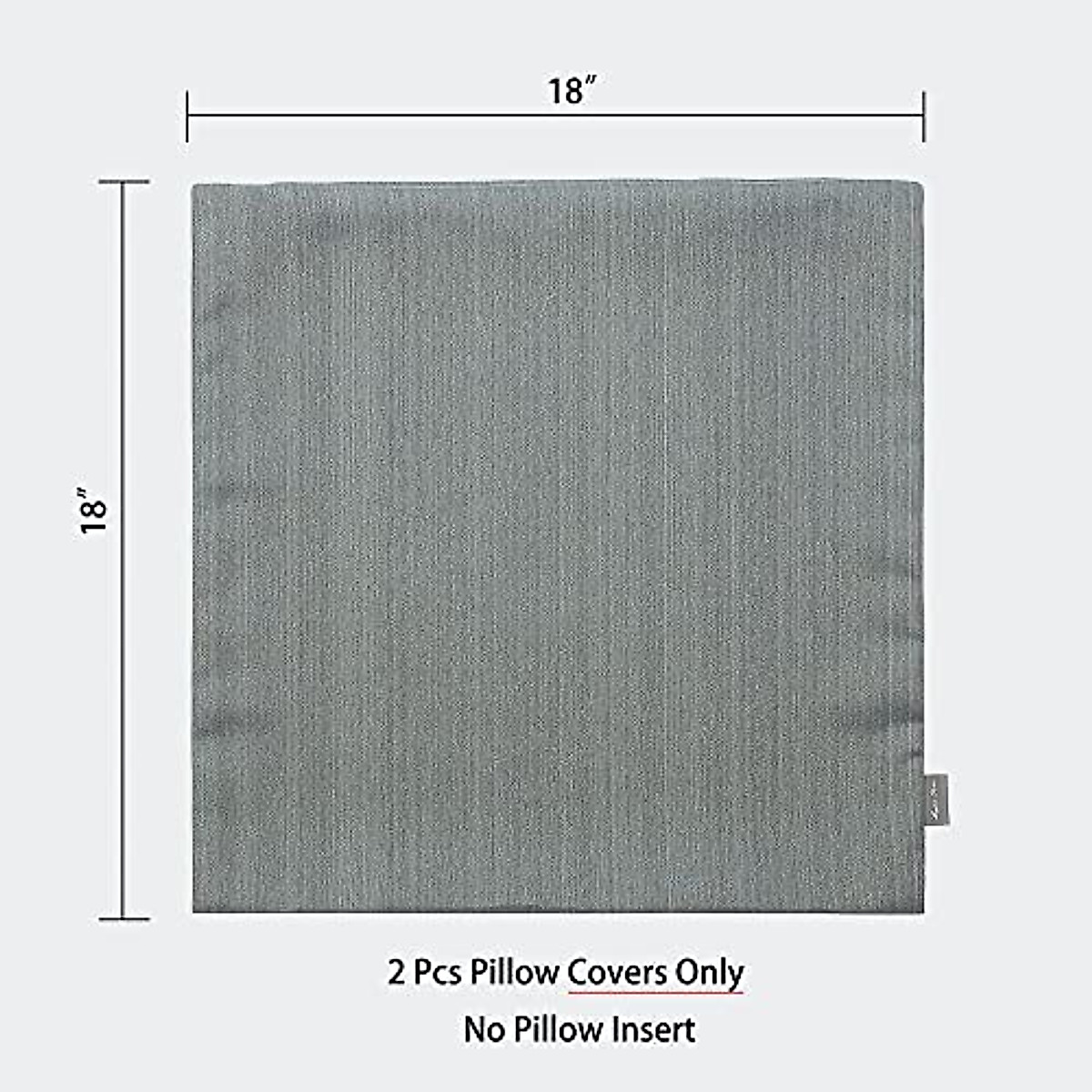 MAGPIE FABRICS Pack of 2 Outdoor Waterproof Throw Pillow Covers 18 x 18 Inch, Christmas Decorative Cushion Sham Pillowcase Shell for Garden Patio Tent Balcony Couch Sofa(Grey)