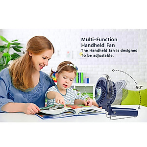 HandFan Portable Handheld Misting Fan, Rechargeable Personal Mister Fan, Battery Operated Spray Water Mist Fan, Foldable Electric Mini Cooling Hand Fans for Beach Travel Outdoors Makeup(Royal Blue)