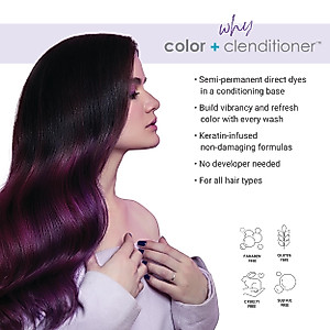 KERACOLOR Clenditioner for Brunettes PURPLE Dye, Semi Permanent Hair Color Depositing Conditioner, Cruelty-free, 12 Fl Oz (Pack of 1)