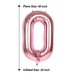 AULE 40 Inch Big Rose Gold Foil Mylar Number Balloons for Women 60th Birthday Party Decorations Giant Happy 60 Anniversary Party Decor