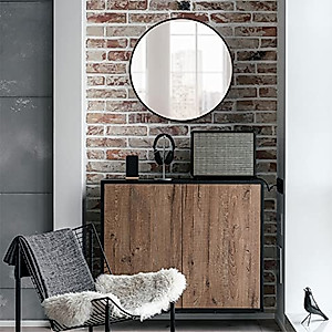 EMI HOME Black Round Mirror for Wall, 20 Inch Round Bathroom Mirror, Black Circle Mirror for Wall with Brushed Black Aluminum Frame, Circular Large Round Black Mirror