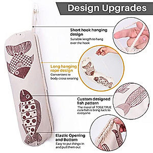TOGETRUE Plastic Bag Holder, Natural Cotton Grocery Shopping Bag Holder, Cute Fish Pantry Decor (Coffe Brown)