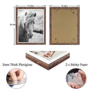 Q.Hou 16x20 Picture Frame Wood Patten Rustic Brown Puzzle Frame Set of 2, Wall Hanging, Smooth Molding & Acrylic Cover, Great for Art Prints, Poster, Mural and Picture (QH-PF16X20-BR)