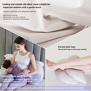 taynoes Pregnancy Pillows Cooling for Sleeping, Maternity Pillows, Detachable and Adjustable Double-Sided Support for Pregnant Women Back, Belly, Stomach,Hip Pregnancy Must Haves (Coffee)