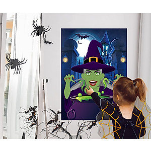 Halloween Party Games for Kids Pin the Nose on The Witch Game Hocus Pocus Games for kids ​Halloween Hocus Pocus Party Activities Decorations Pin The Tail Game for Halloween Themed Party Favors