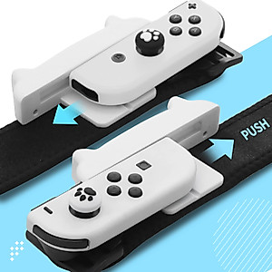 NANANINO Dance Switch Wristband, Wrist Bands for Dance Switch 2023 2022 2021 2020 2019, Adjustable Elastic Straps for Joy-Cons Controller - White (2 Packs)