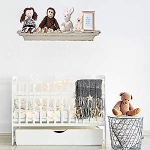 DQ DQ HOME DECOR Cheyenne Wall-Mount Display Shelf, Wall Shelves Organizer for Bedrooms, Hallways, Stairways, Entryways, Kitchens, and Bathrooms, Distressed White 36IN