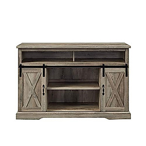 Walker Edison Clayton Farmhouse Sliding Double Barn Door TV Stand for TVs up to 58 Inches, 52 Inch, Grey Wash