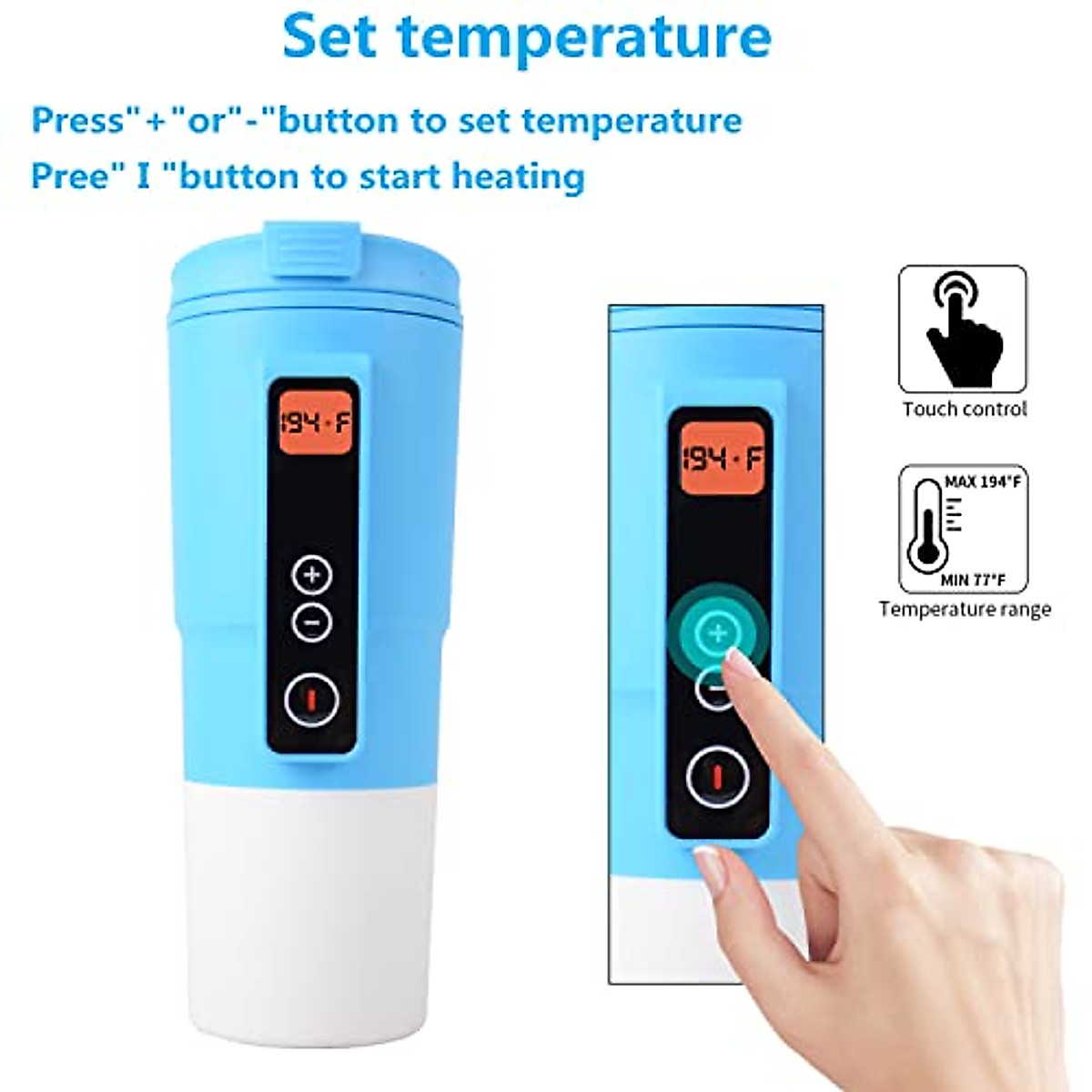 12V Baby Bottle Warmer Car Bottle Warmer for Breastmilk Bottle Heater for Babies Smart Temperature Control Mug for Coffee/Tea/Beverage/Milk and Hot Chocolate (Blue)