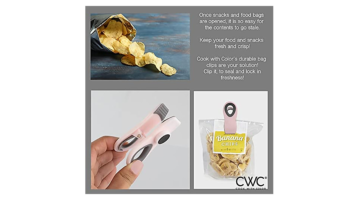 Cook With Color 5 Pc Magnetic Chip Bag Clips - Keep Food Fresh