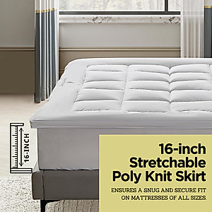 Farm to Home Organic Cotton Mattress Protector King Size - 2" Gusset Pillowtop Mattress Pad Cover Down Alternative Filled with 16 Inch Elastic Deep Pocket Mattress Topper – White