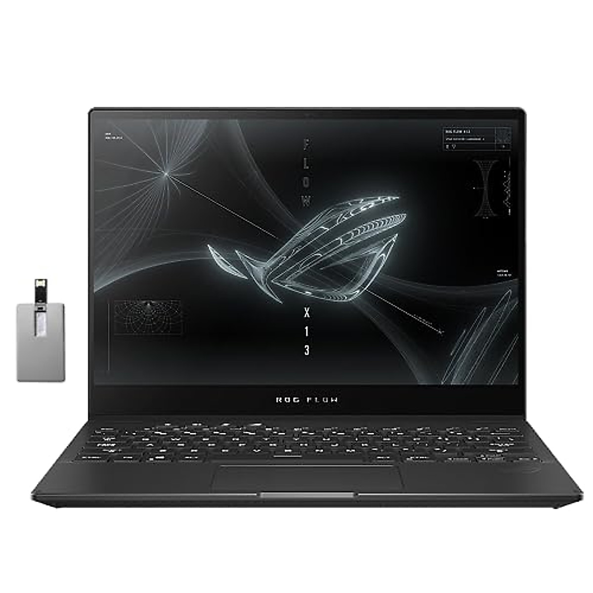 Asus ROG Flow Touchscreen Laptop, 13.4'' WUXGA 1920x1200 Display, AMD Ryzen 7 6800HS, 16GB LPDDR5 RAM, 1TB SSD, NVIDIA GeForce RTX 3050, Backlit Keyboard, Win 11 Pro, Black, 32GB USB Card