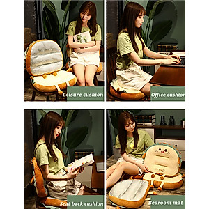 JOSON Cartoon Double-Sided Chair Cushion Toast Travel Pillow, Soft and Lovely Plush Toast Cushion, Suitable for Cars, Sofas, Balconies, Offices and Families (Happy)
