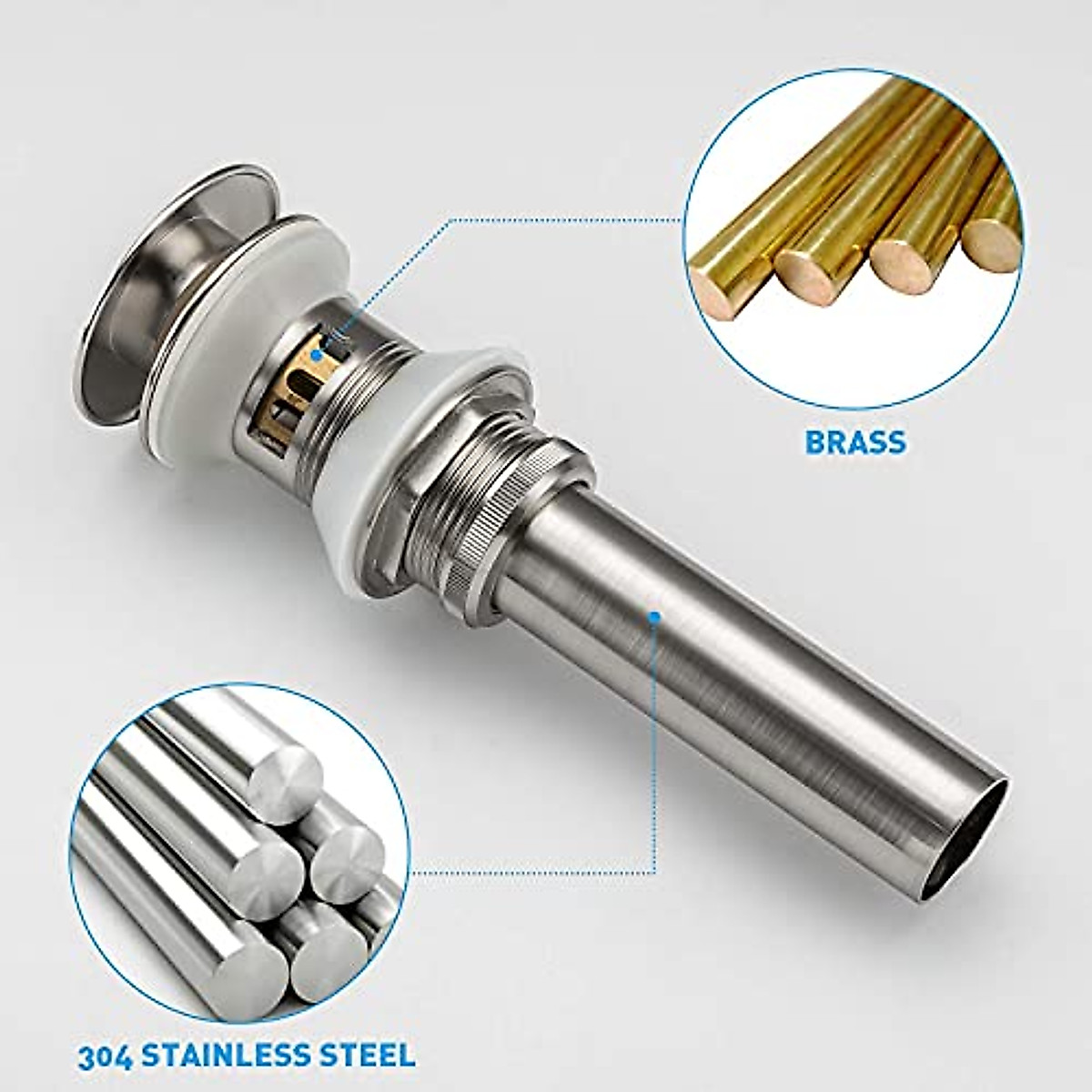 FRUD Waterfall Spout Bathroom Faucet Single Handle Bath Vanity Sink Faucet with Deck Mount,Water Supply Hoses Included (7.5 inch with Pop Up Drain,Nickel)