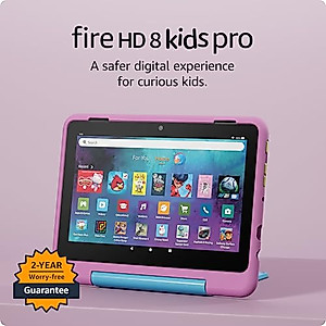 New Amazon Fire HD 8 Kids Pro tablet, ages 6-12. Bright 8" HD screen, includes ad-free content, parental controls, 13-hr battery, slim case for older kids, 32GB, Jungle Cat, (2024 release)