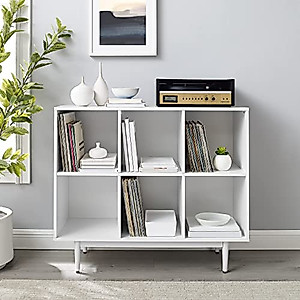 Crosley Furniture Liam Mid-Century 6-Cube Bookcase, White