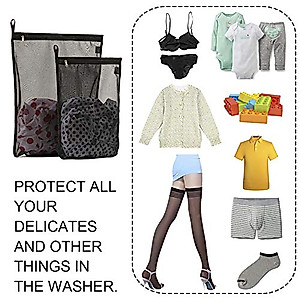 TENRAI Delicates Laundry Bags, Bra Fine Mesh Wash Bag for Underwear, Lingerie, Bra, Pantyhose, Socks, Use YKK Zipper, Have Hanger Loops (Black, 1 Large & 1 Medium)