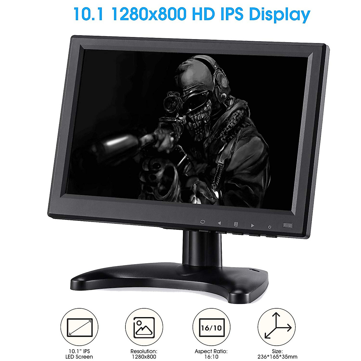 KALESMART 10.1 inch 1280x800 Rimless HDMI Monitor with VGA/HDMI Ports Built-in Speaker for Raspberry Pi Home Security CCTV PC Display
