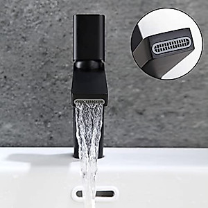 POP SANITARYWARE Waterfall Bathroom Sink Faucet with Deck Plate Matte Black Bathroom Faucets for Sink 1 or 3 Hole, Single Handle Solid Brass Bathroom Lavatory Faucet