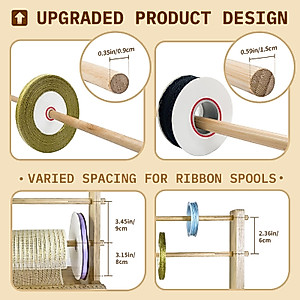 SGIBYN Ribbon Display Holder,Craft Room Supply Storage and Organization, Washi Tape Organizer, Sewing Thread and Journaling Tapes Holder, Hair Ribbons Storage Rack, Florist Gift Wrapping Supplies