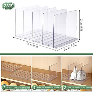 TaoQ C Bag & Purse Organizer for Closet, 2 Pack Adjustable Shelf Divider for Closet - Clear Handbag Shelf Dividers Acrylic Handbag Separators Storage Organizer for Closets Bookshelf (10 Layers)
