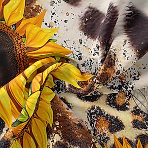 BSNTHO Leopard Print Sheet Set Twin Size 4 Piece, Sunflower Sheets for Girls Boys Kids Teens with 2 Pillowcases and 16" Deep Pocket, Butterfly Bedding Set Microfiber Ultra Soft Skin Friendly