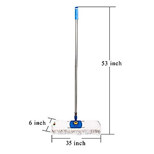 YCUTE Commercial Strength Cotton Dust Mop Refill, Thick Tufted Replacement Head for Home & Commercial Use, Fits Standard Size Mop Frame, Perfect for Hardwood, Laminate, Concrete (35")