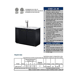 cooler depot Beer Keg Dispenser Kegerator 48" Commercial Refrigerator double Tap Black, Two Half Keg One Tower