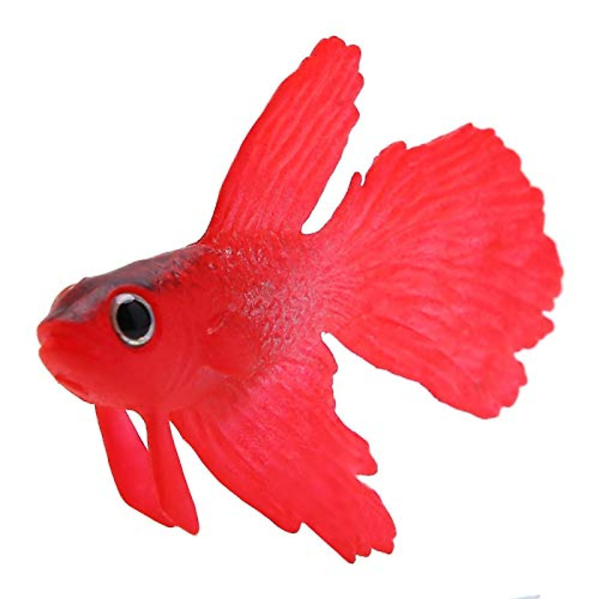 ViaGasaFamido Aquarium Fake Fish, Simulation Silicone Artificial Small Fish with Suction Cup for Fish Tank Ornament(Red Betta Fish)