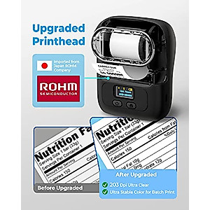 Phomemo Barcode Printer M110 Label Printer, Upgraded Bluetooth Portable Thermal Label Maker for Small Business, Address, Office, Home for Phone; for PC/Mac(USB), with 100pcs Labels, Ebony Black