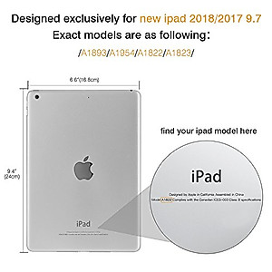MoKo Case Fit 2018/2017 iPad 9.7 6th/5th Generation, Slim Smart Shell Stand Folio Case with Soft TPU Translucent Frosted Back Cover Compatible with iPad 9.7" 2018/2017, Auto Wake/Sleep - Rose Gold