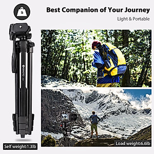 GEEKOTO Phone Tripod,55 inches Aluminum Camera/Mobile Phone Tripod with Carrying Bag with a Maximum Load of 6.6 pounds,Portable Tripod for Photography and Video Recording Black