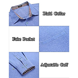 COOFANDY Men's Casual Button Down Shirt No Tuck Dress Shirt Long Sleeve Oxford Shirts Blue