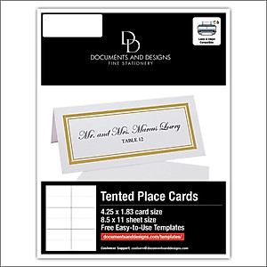 Double Line Border Printable Place Cards, Gold (Choose Color), Set of 60 (10 Sheets), Laser & Inkjet Printers - Wedding, Party, Dinner, and Special Events - Made in the USA
