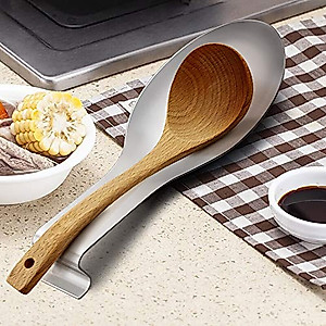 LIANYU Stainless Steel Spoon Rest, Spatula Ladle Holder, Heavy Duty, Dishwasher Safe