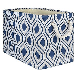 DII Polyester Container with Handles, Ikat Storage Bin, Large Round, Barn Red