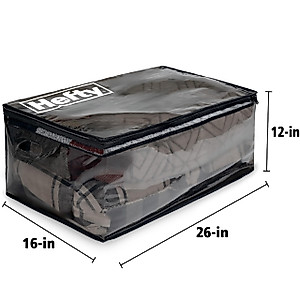 Hefty Extra Large Flexible Tote with Breathable Mesh, Double Zipper, 2 Handles – Ideal for Moving or Clothes & Apparel Storage, Alternative to Plastic Bin, Organizer or Container – 2 Pack