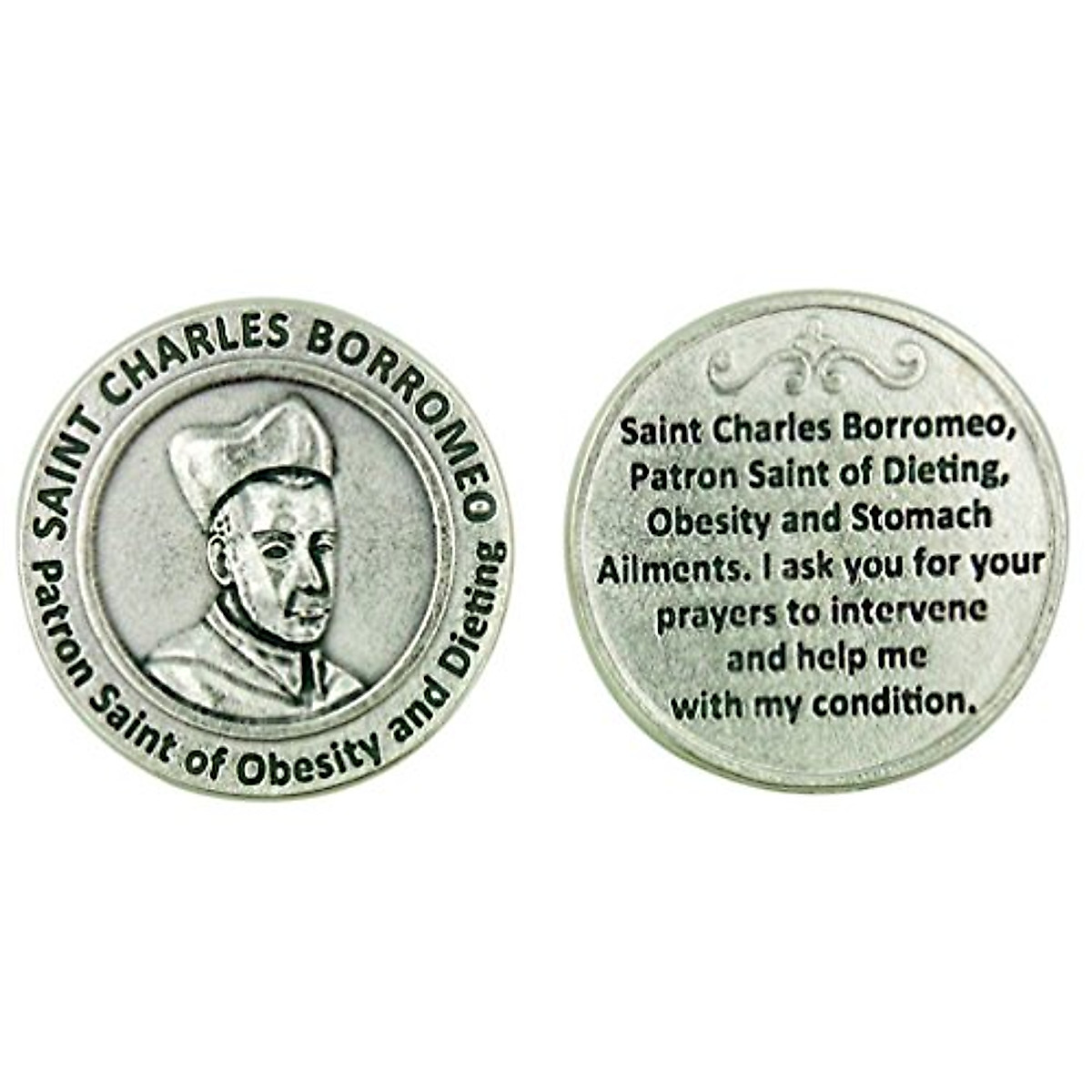 Patron Saint of Obesity and Dieting St Charles Borromeo Prayer Pocket Token by Lumen Mundi
