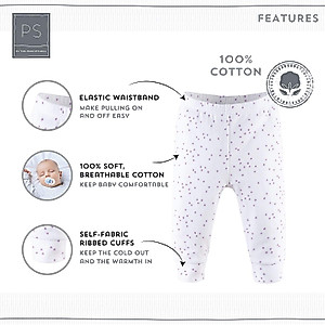 The Peanutshell Pastel Baby Pants Set | 5 Pack in Purple, Grey, & Mint | Newborn to 24 Month Sizes (3 Months)