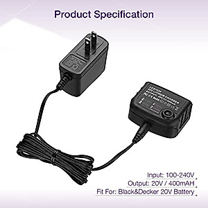 LCS1620 Replacement Charger 20V Lithium Battery Charger for Black&Decker 16V-20V Lithium Ion Battery LBXR20 LBXR20-OPE LB20 LBX20 LBX4020 LB2X4020 LBXR2020-OPE BL1514 LBXR16