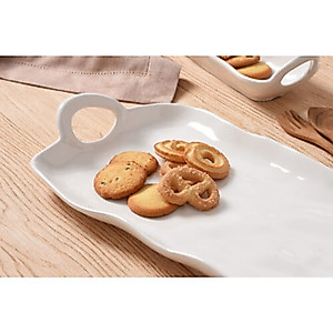 Pampa Bay Shatterproof Melamine Small Platter, 13.5 x 7.8 Inch, Food, Freezer, Dishwasher Safe, White