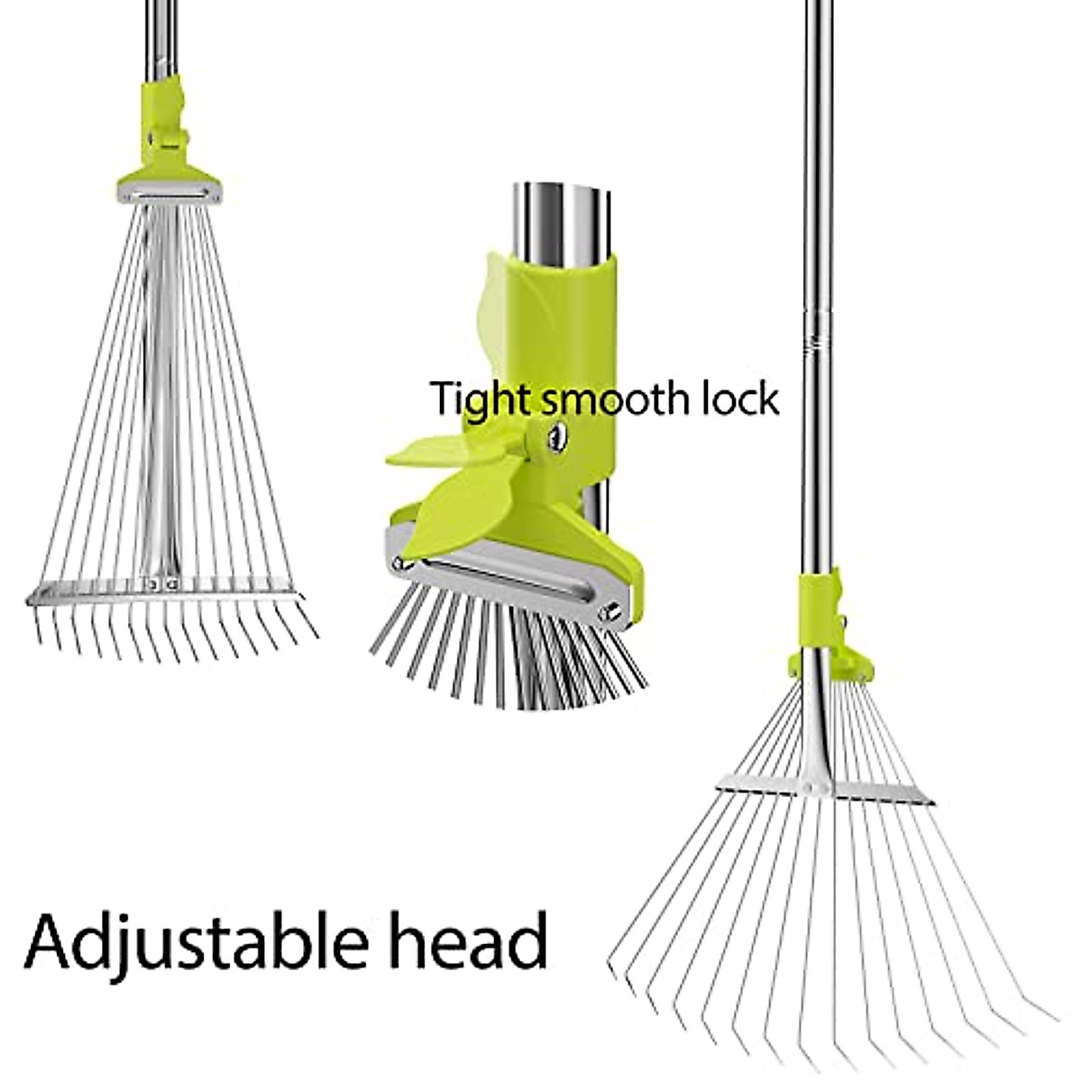 Adjustable Garden Leaf Rake 4.5ft, Collapsible Metal Yard Rake for Leaves with Expandable Head 7-16", Collect Loose Debris for Lawns Camping Shrubs and Rose Bushes Heavy Duty