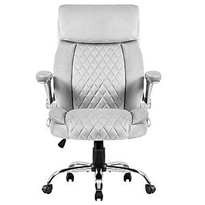 HOMYEDAMIC Velvet Ergonomic Office Chair, Adjustable Arms Wide Managerial Executive Home Desk Computer Chair Big and Tall with High Back Lumbar Support Wheels Comfortable(7013-Grey1)