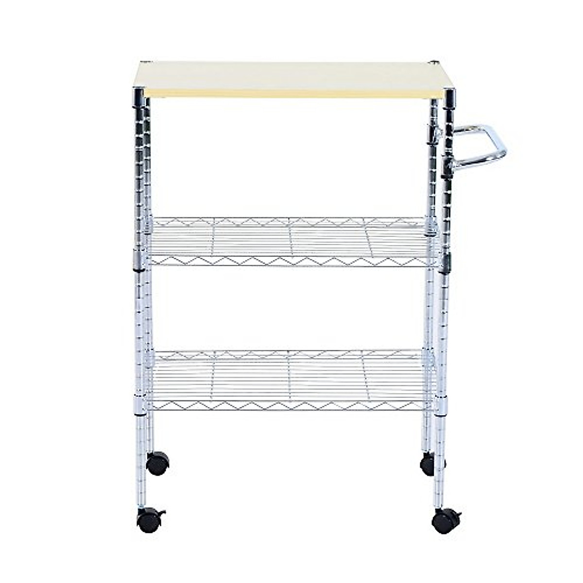 MENGK 3-Tier Rolling Kitchen Storage Trolley Cart - Steel Island Movable Utility Service with Drawer and Lower Basket