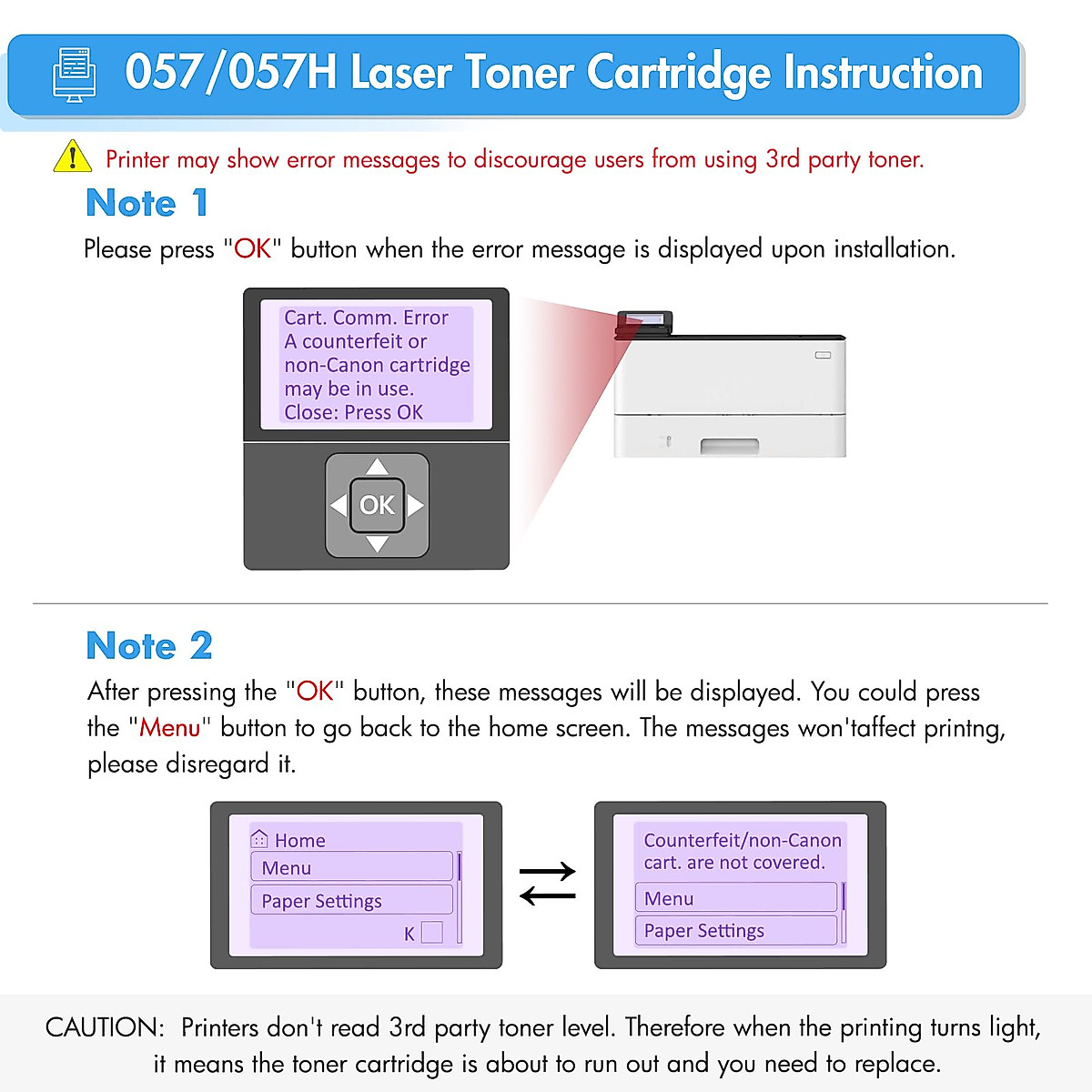 TRUE IMAGE Compatible Toner Cartridge Replacement for Canon 057 057H CRG-057 Work with ImageCLASS MF445dw MF448dw LBP226dw LBP227dw LBP228dw MF449dw MF445 Laser Printer Ink (Black, 2-Pack)